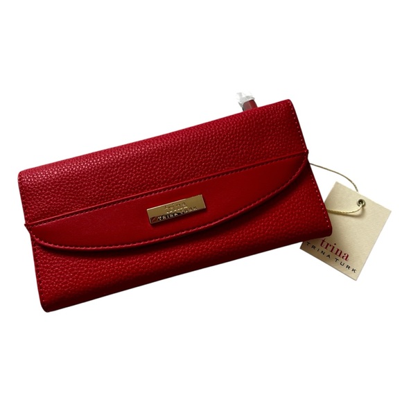 Trina Turk | Bags | Nwt Trina Turk Red Textured Slim Long Wallet Gold ...